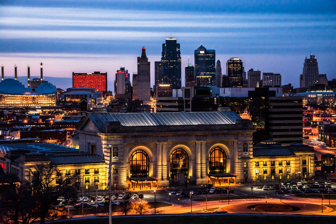 Kansas City Skyline With Union Station,power & Light Building, Bartle ...