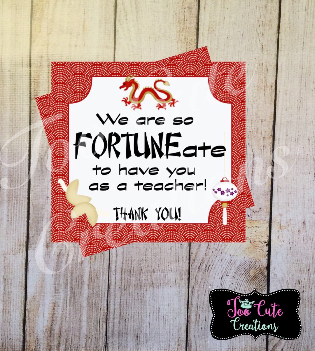 Thank You Tags//fortune Cookie Thank You Teacher - Etsy
