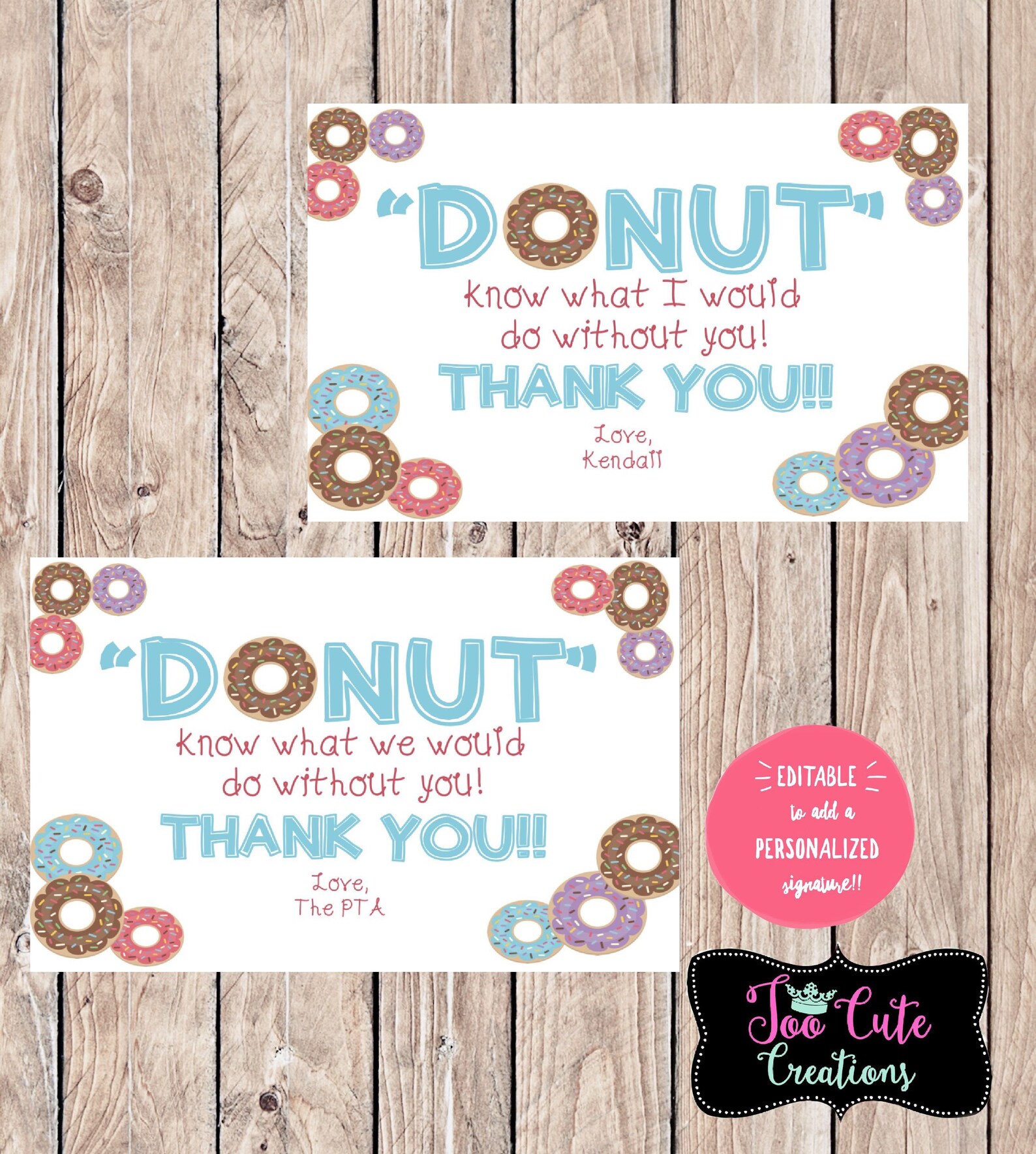DONUT Thank You Card/thank You Gift/ Printable Thank You Card - Etsy
