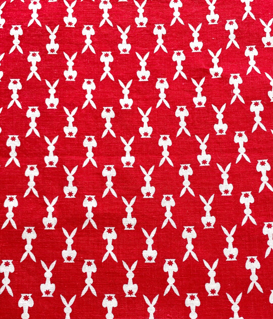 RARE Novelty Vintage Feedsack Red White Bunny Rabbits Fabric - Etsy