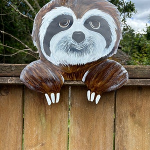 Metal Sloth Fence Peekaboo Topper: Hand-painted Garden Art - Etsy