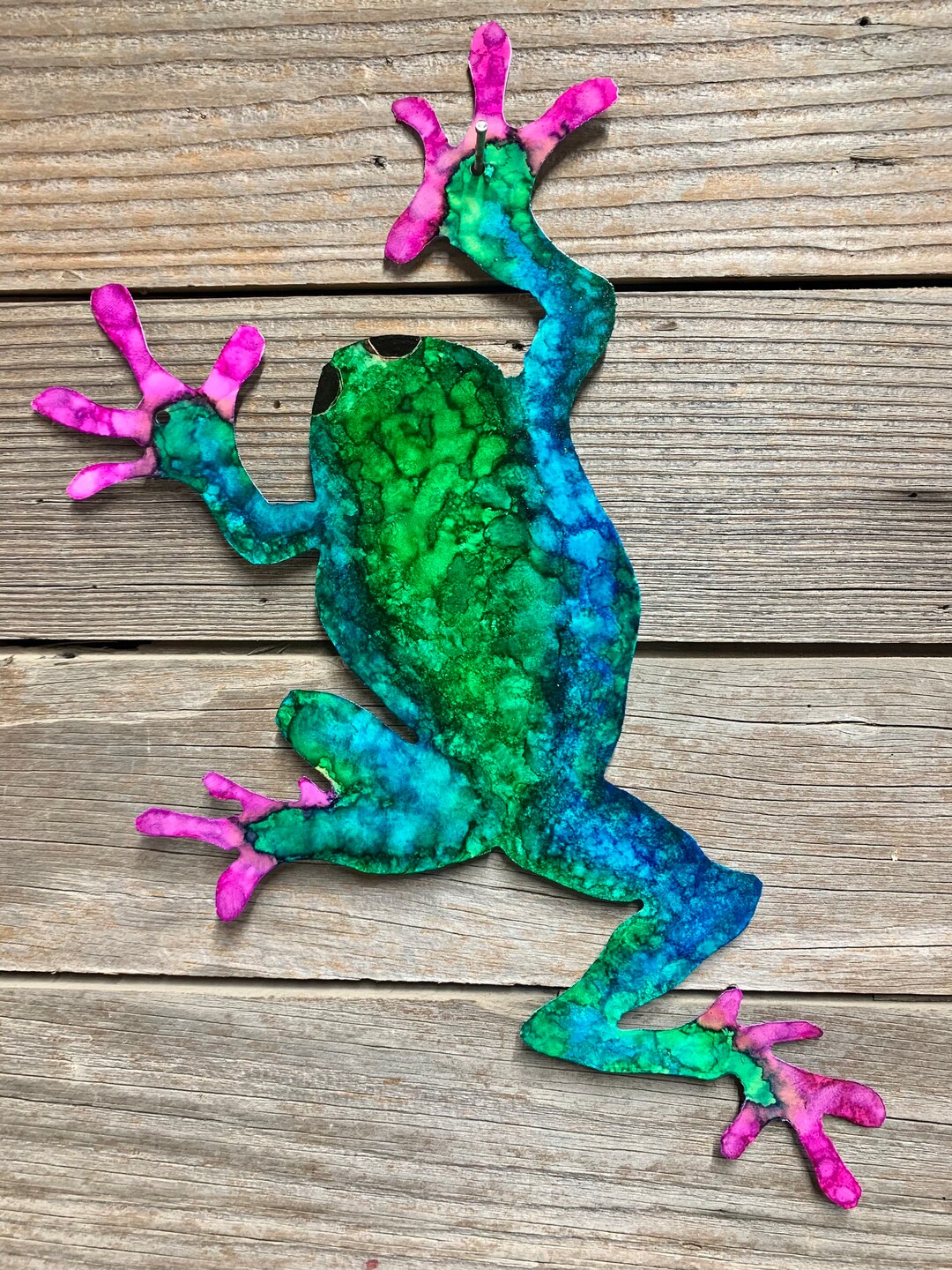 Frog/metal Yard Art/fence Art /large/small Metal Frog/powder Coated for ...