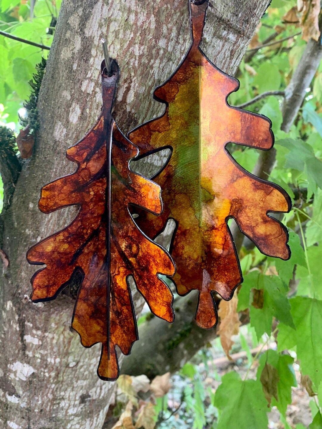 Oak Leaf/metal Yard Art/fall Leaves - Etsy