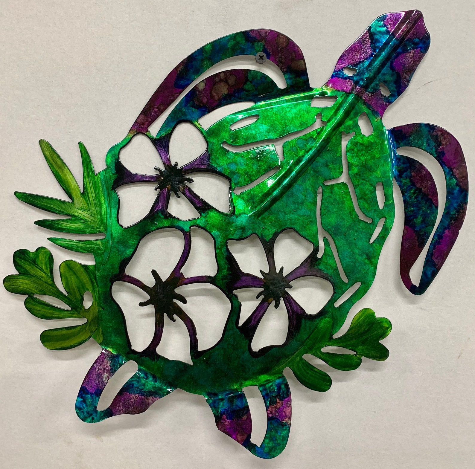 Metal Sea Turtle Wall Art Yard Art Hand Painted - Etsy