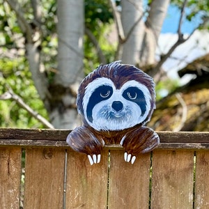 Metal Sloth Fence Peekaboo Topper: Hand-painted Garden Art - Etsy