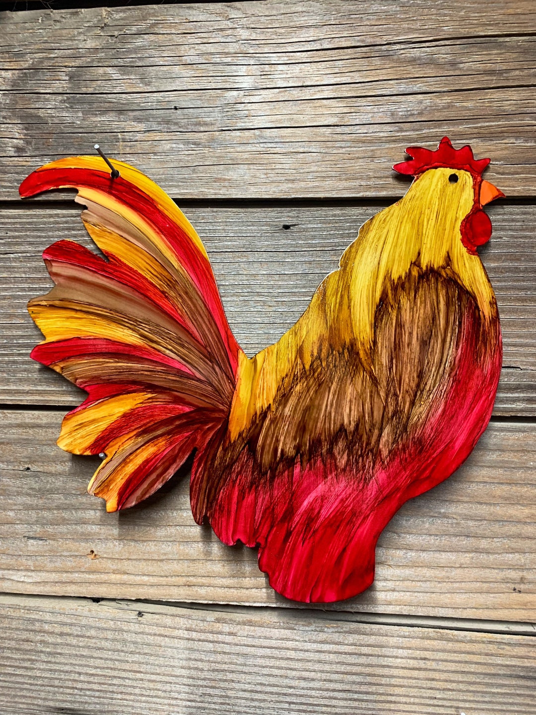 Rooster/metal Yard Decor/post Topper/fence Art - Etsy