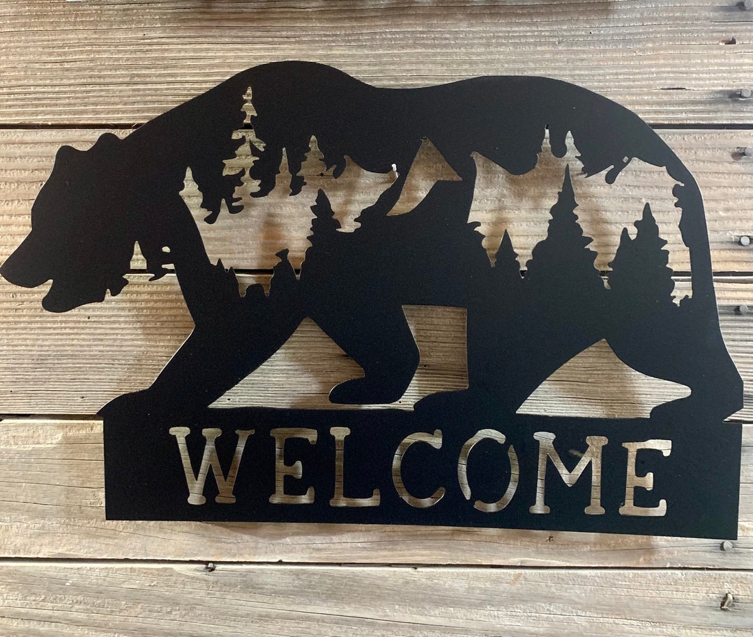 Metal Welcome Sign/personalized Metal Bear/metal Elk/yard Art/gift - Etsy