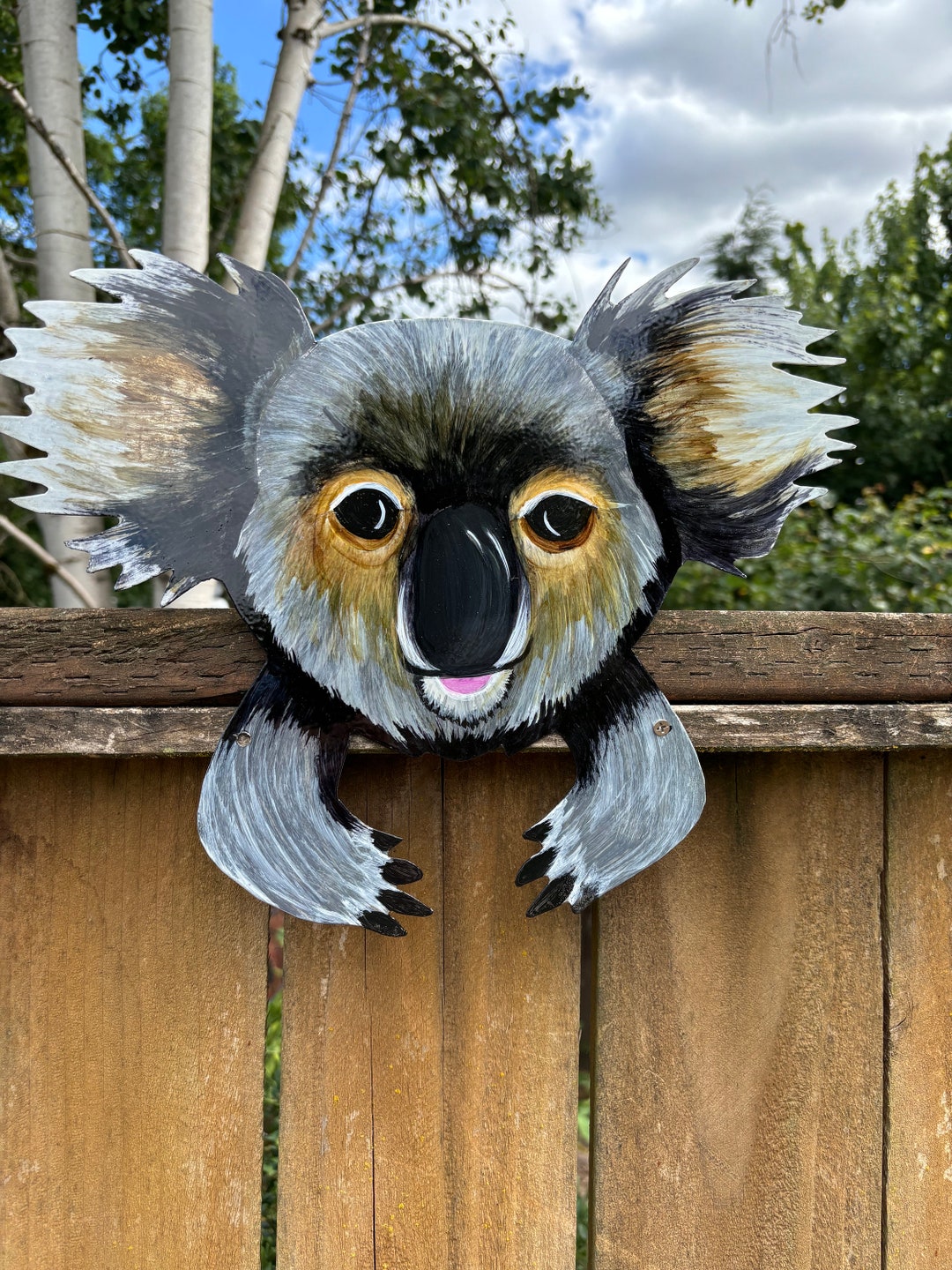 Metal Koala Fence Peeper: Hand-painted Garden Art - Etsy
