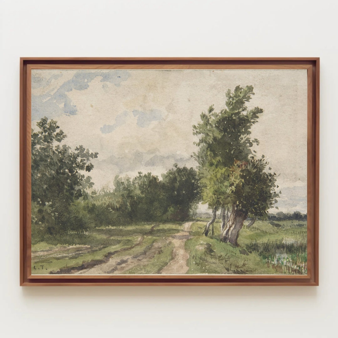 Stroll With Me // Vintage Art, Landscape Painting, Trees Painting ...