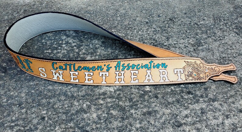 Leather Sash Custom Leather Rodeo Queen Sashes Cattlemen Sweetheart ...