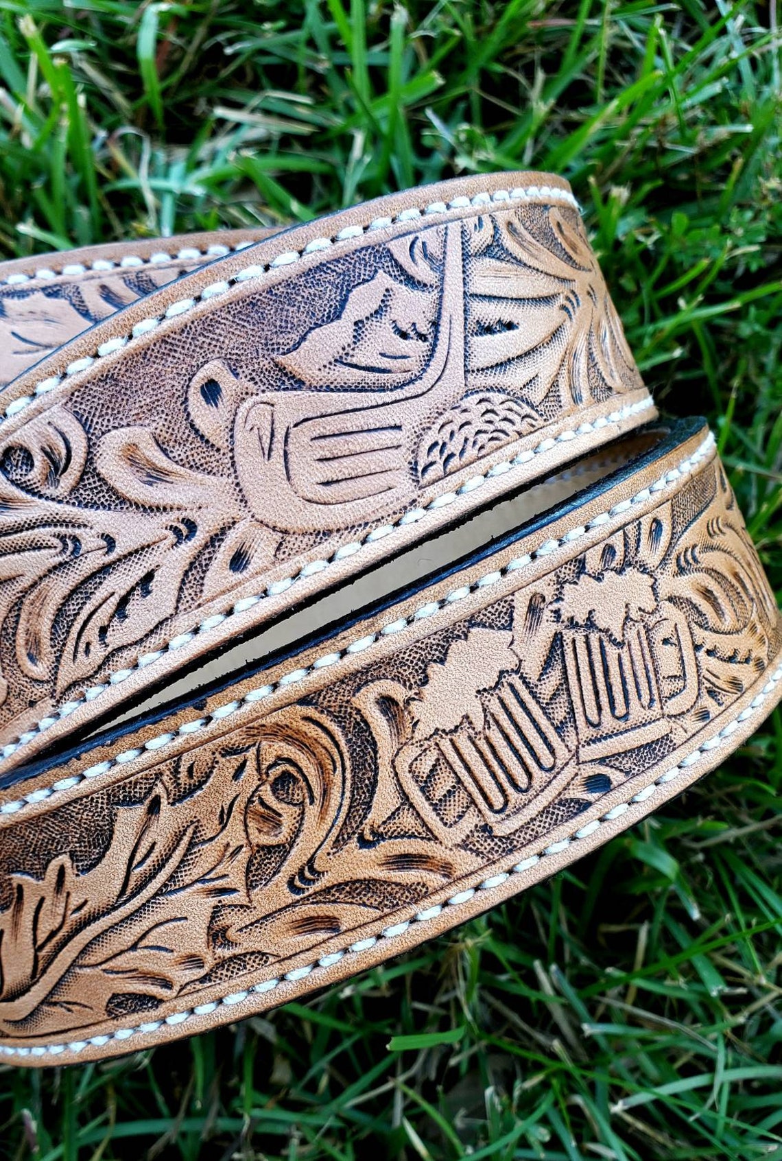 Custom Belt Men's Leather Belts Western Belt Name Belts Acorn Oak Leaf ...
