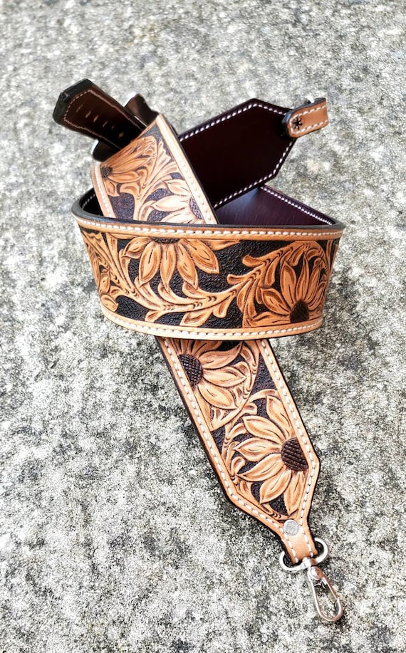 Custom Purse Strap Tooled Leather Crossbody Strap Sunflower - Etsy