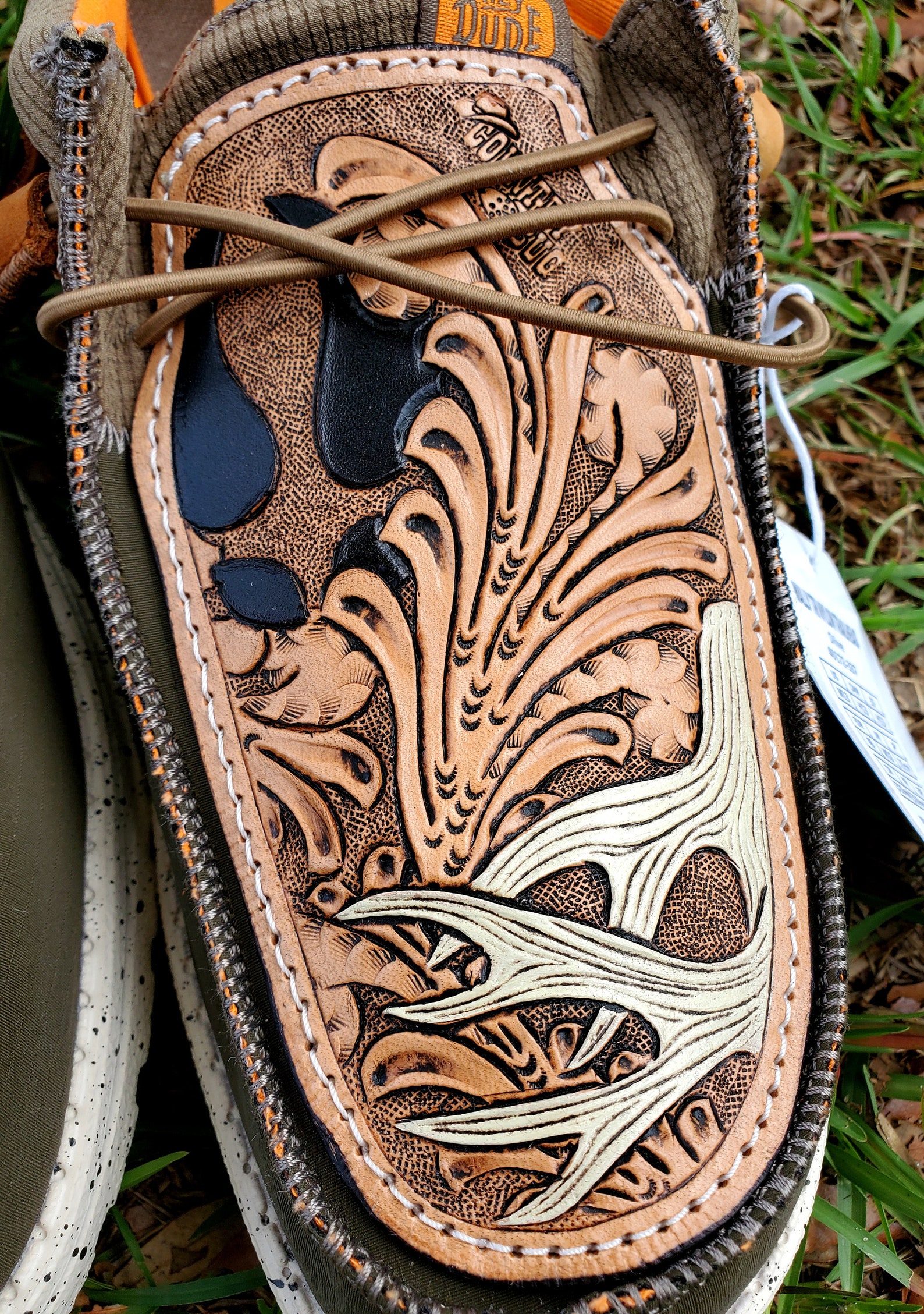 Custom Shoe Topper Mens Shoes Deer Shed Antler Shoe Leather Tooled ...