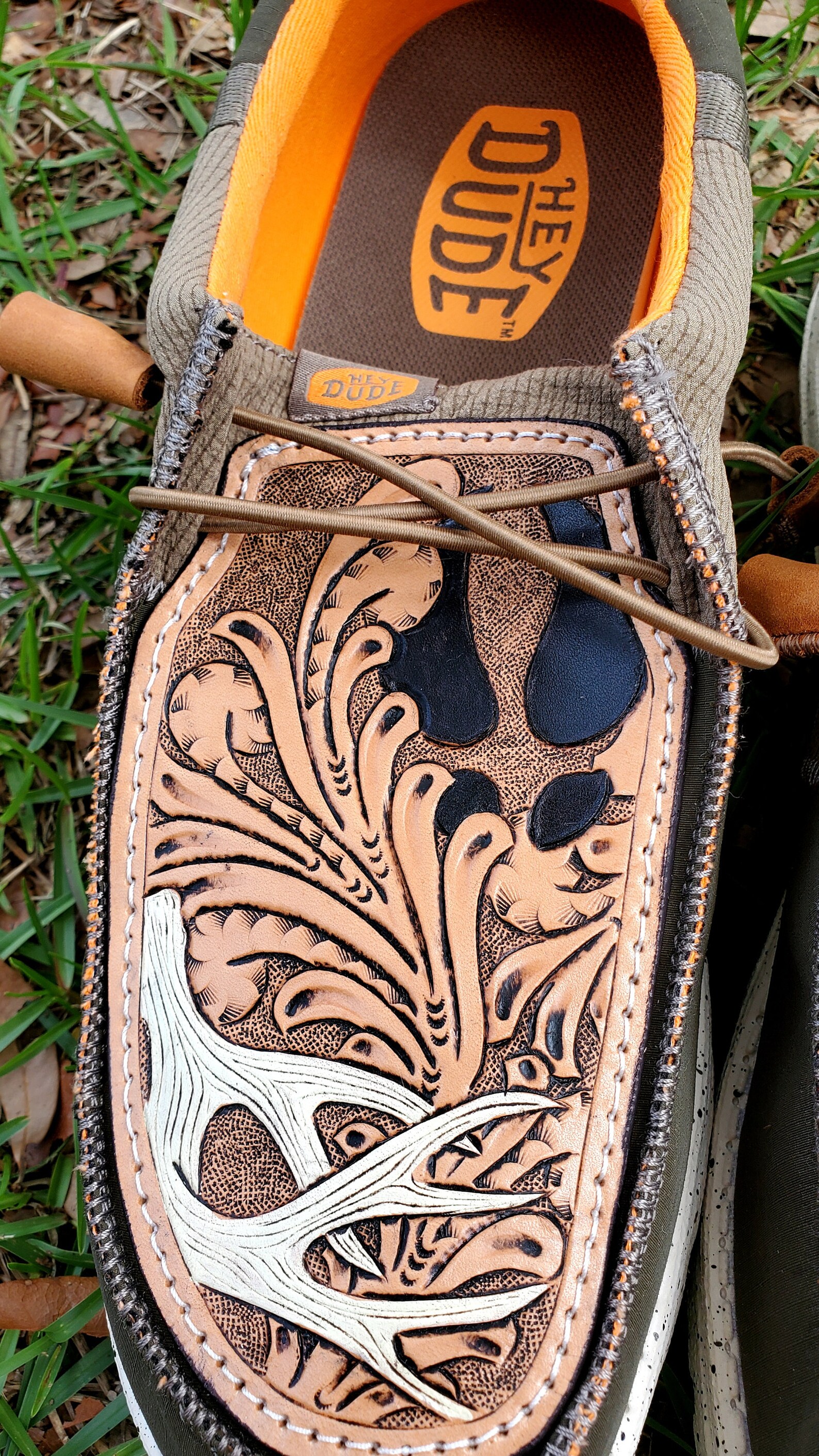 Custom Shoe Topper Mens Shoes Deer Shed Antler Shoe Leather Tooled ...