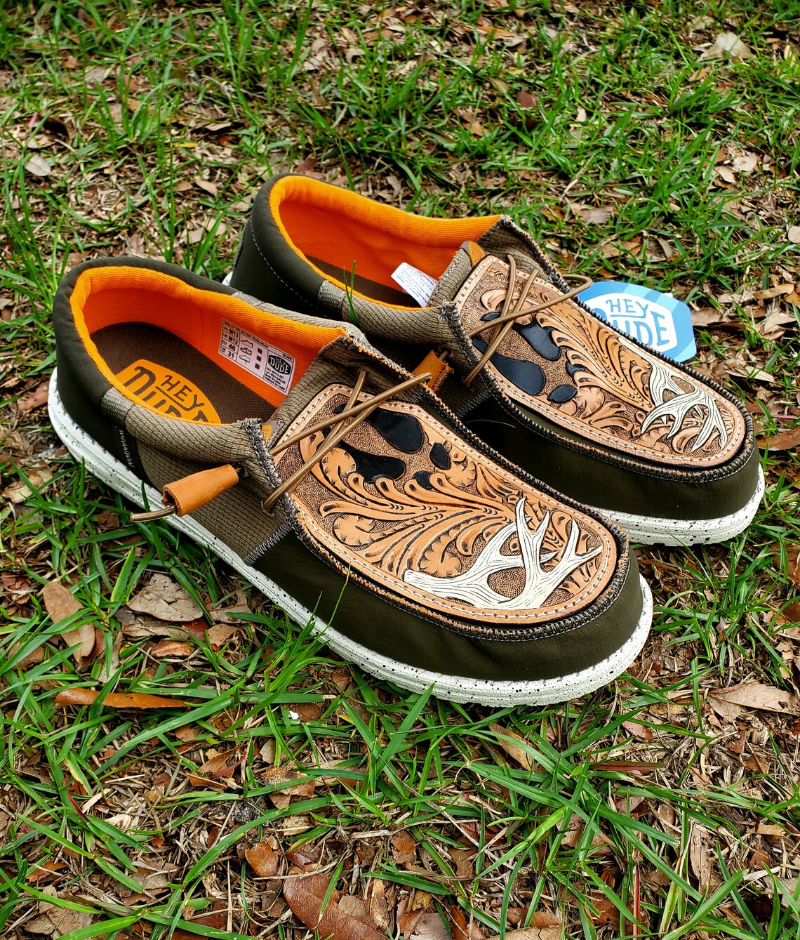 Custom Shoe Topper Mens Shoes Deer Shed Antler Shoe Leather Tooled ...