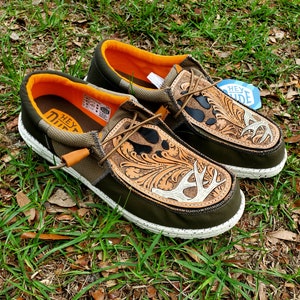 Custom Shoe Topper Mens Shoes Deer Shed Antler Shoe Leather Tooled ...