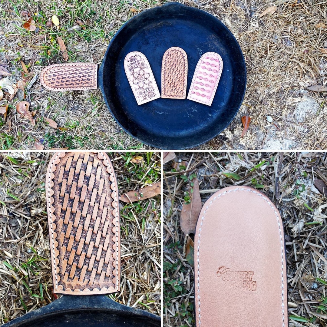 Cast Iron Panhandle Cover Pot Holder Leather Pan Handle Cowboy Cookware ...