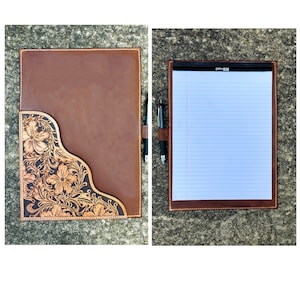 Leather Notebook Holder Padfolio Western Leather Portfolio Notepad Case ...