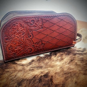 Leather Toiletry Bag Mens Shave Kit Dopp Bag Western Accessory Cowboy ...