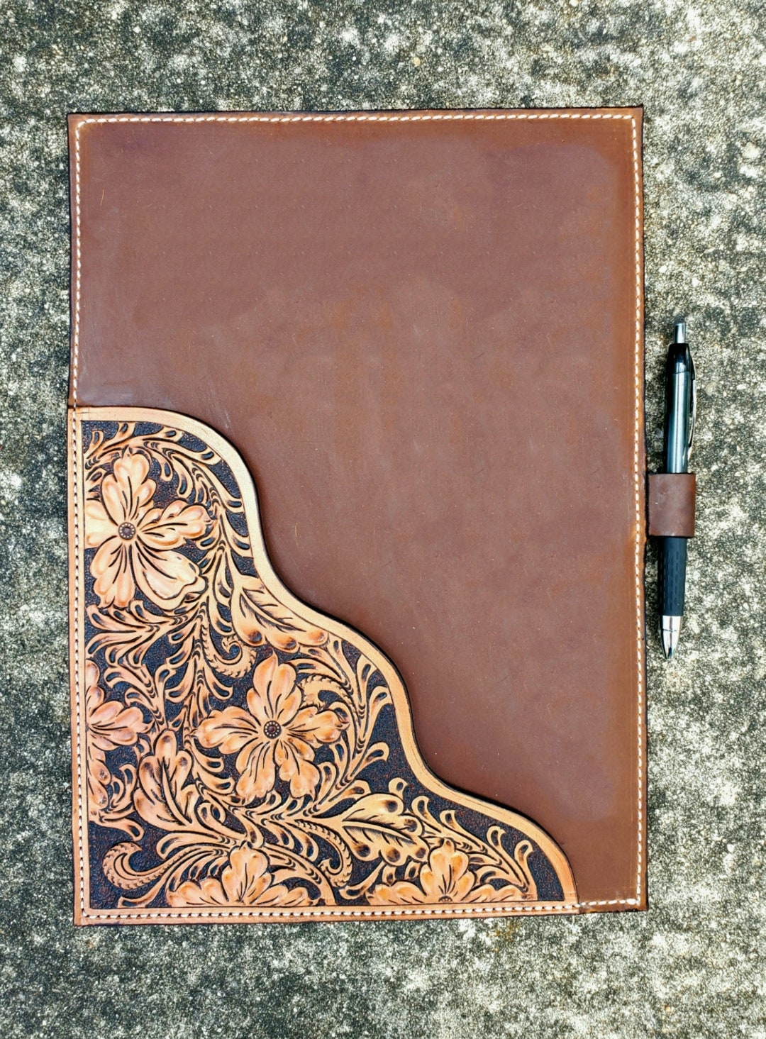 Leather Notebook Holder Padfolio Western Leather Portfolio - Etsy