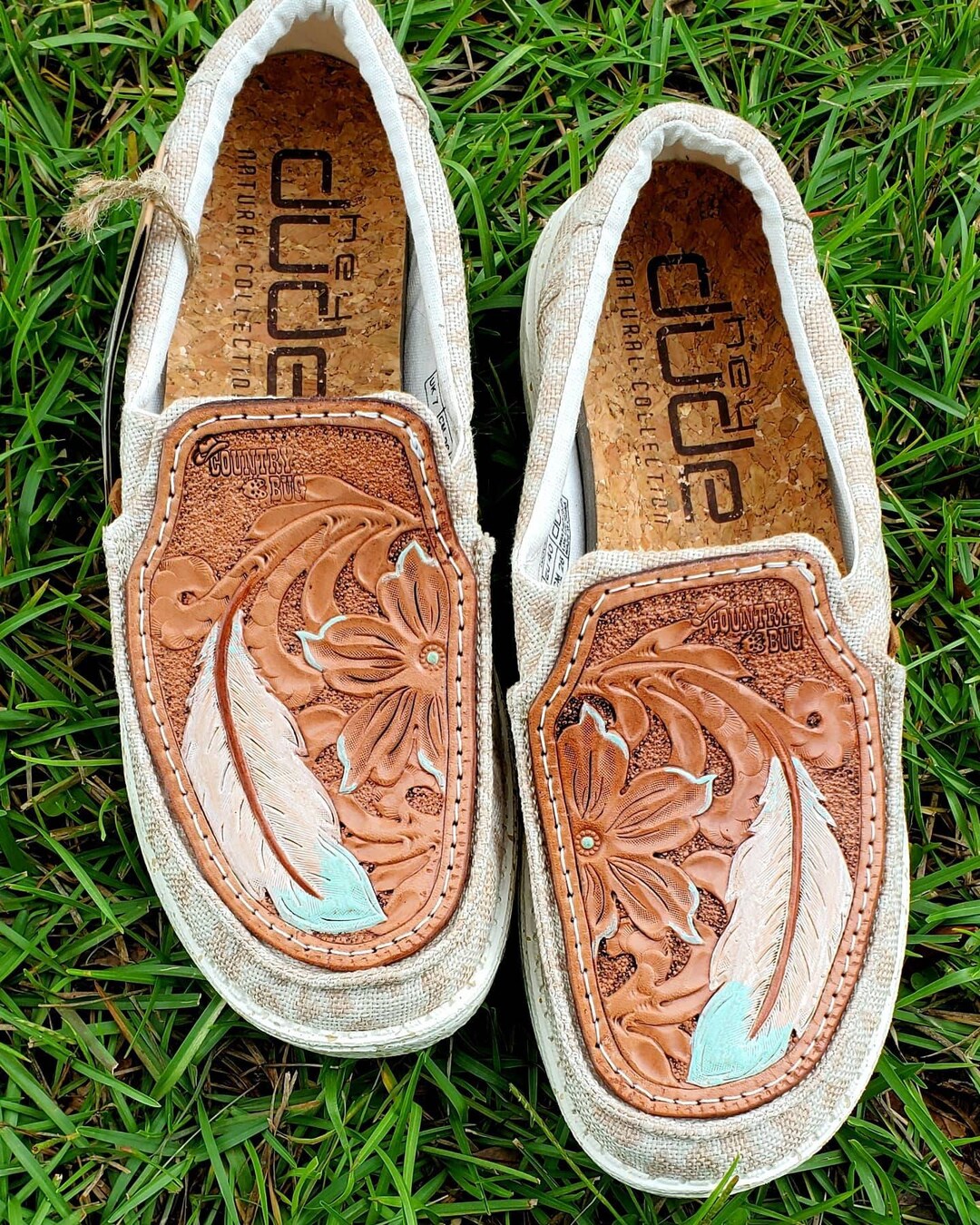 Feather Shoes Leather Patch Custom Shoe Toppers Floral Tooling Leopard ...