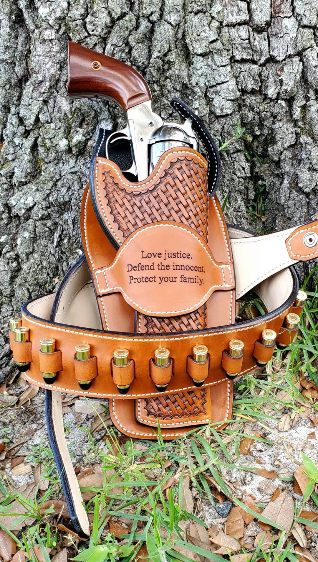 Cowboy Action Holster Gunbelt Leather Pistol Holster 45 Colt Gunslinger ...