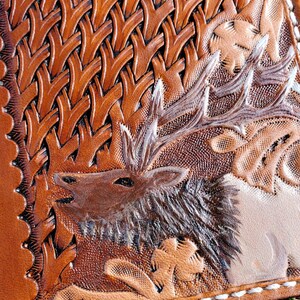 Outdoorsman Wallet Custom Leather Wallets Tooled Leather Elk Bass ...