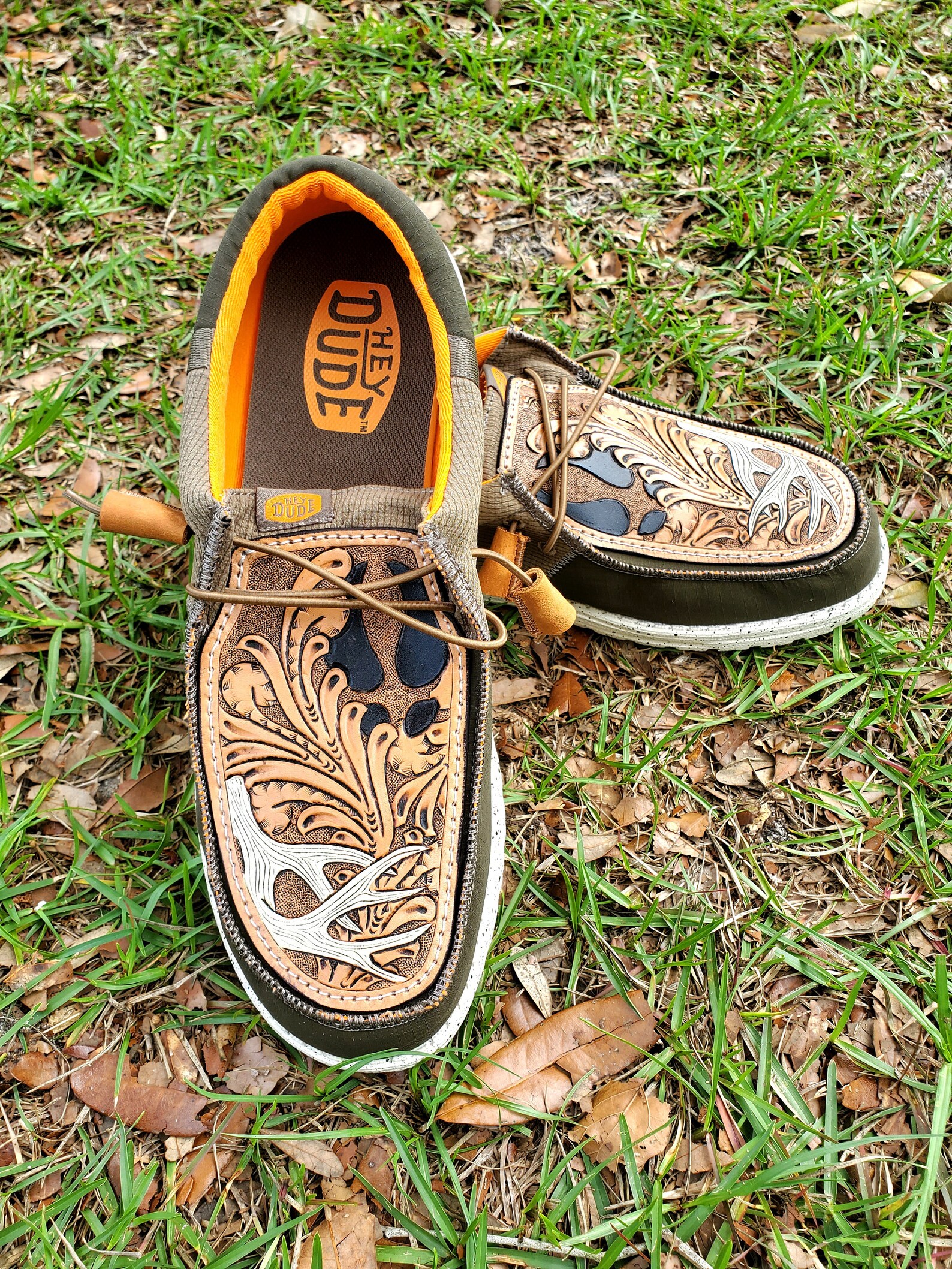Custom Shoe Topper Mens Shoes Deer Shed Antler Shoe Leather Tooled ...