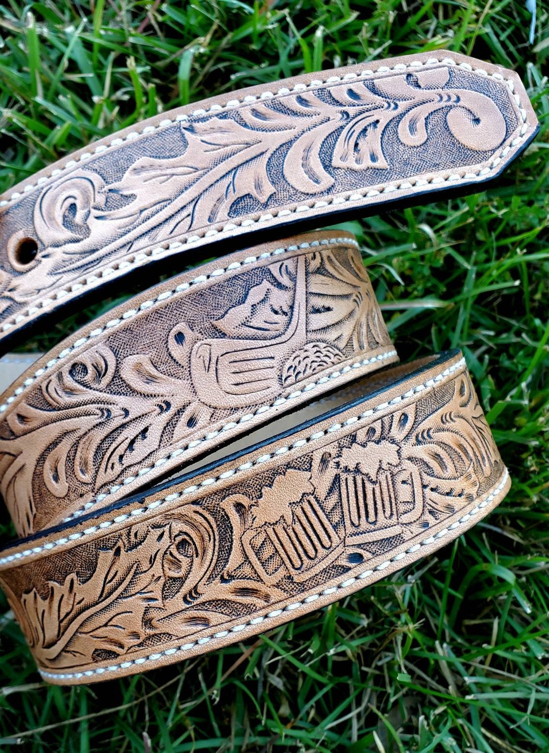Custom Belt Men's Leather Belts Western Belt Name Belts Acorn Oak Leaf ...