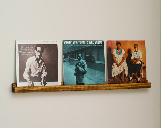 Long Wooden Vinyl Record Display Floating Shelf, Free Shipping, Gift ...