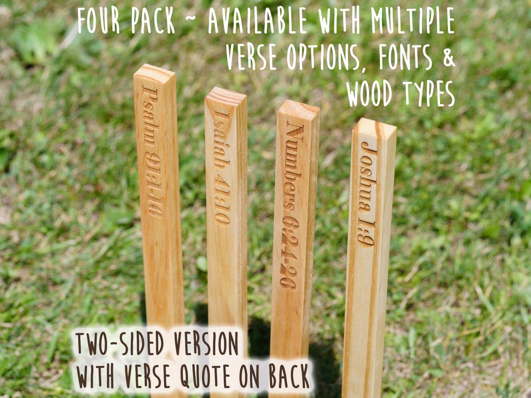 4 Pack Set of Two-sided Bible Verse Yard Stakes - Christian Symbols of ...