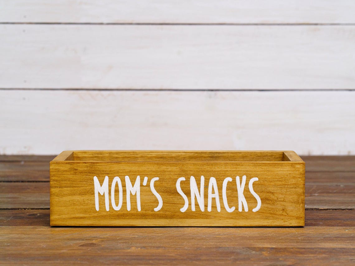 Cute "mom's Snacks" Wooden Candy Bar Box W/ Mason Jars for Candy ...