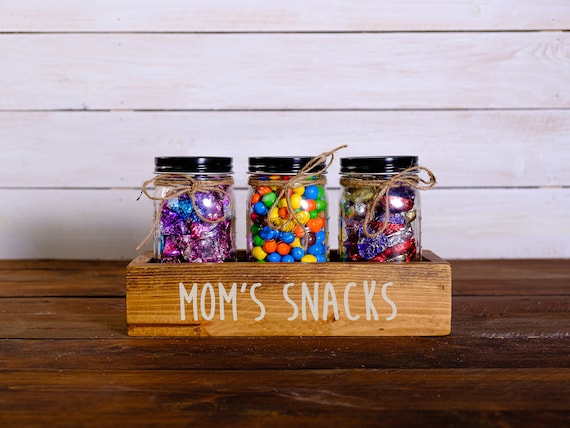Cute mom's Snacks Wooden Candy Bar Box W/ - Etsy