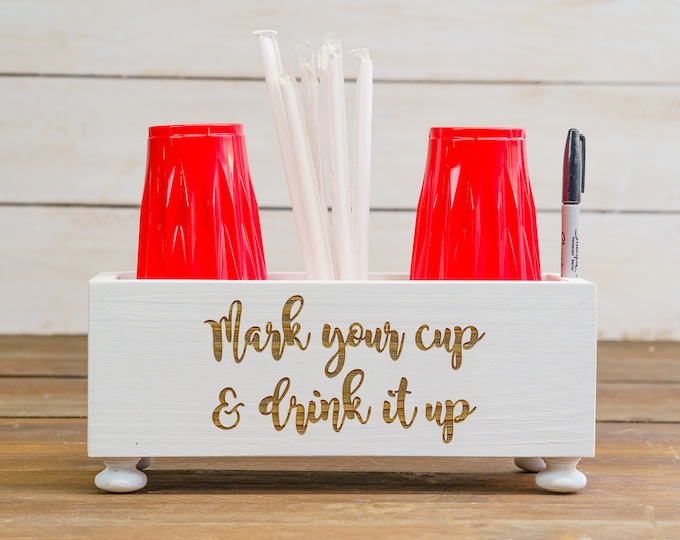 Engraved mark Your Cup & Drink It Up Double Party Cup Straws Marker ...
