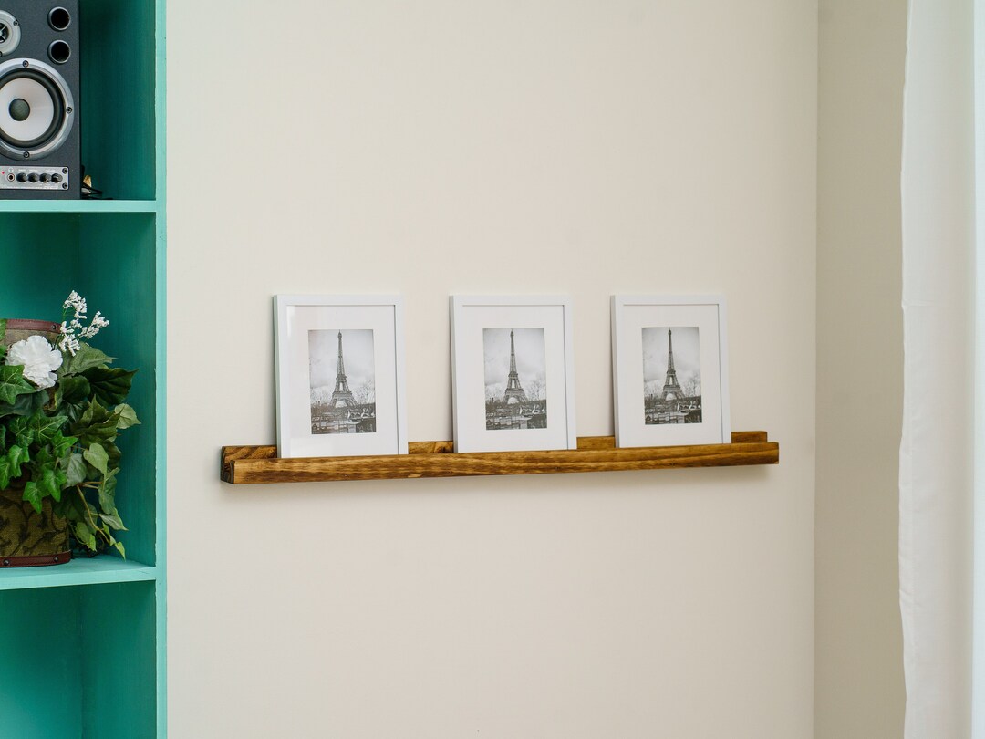 Long Wooden Floating Display Shelf for Picture Frames, Art, Decor ...