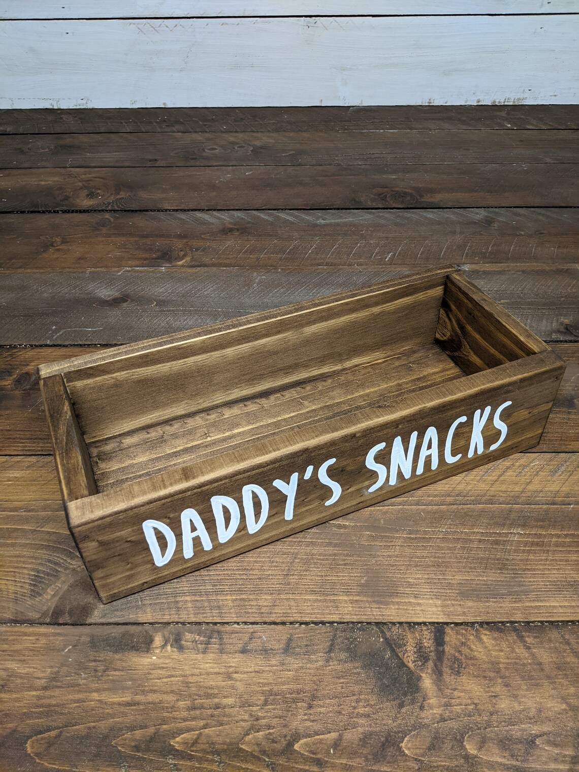 Handmade Wooden "daddy's Snacks" Wooden Candy Bar Box W/ Mason Jars for ...
