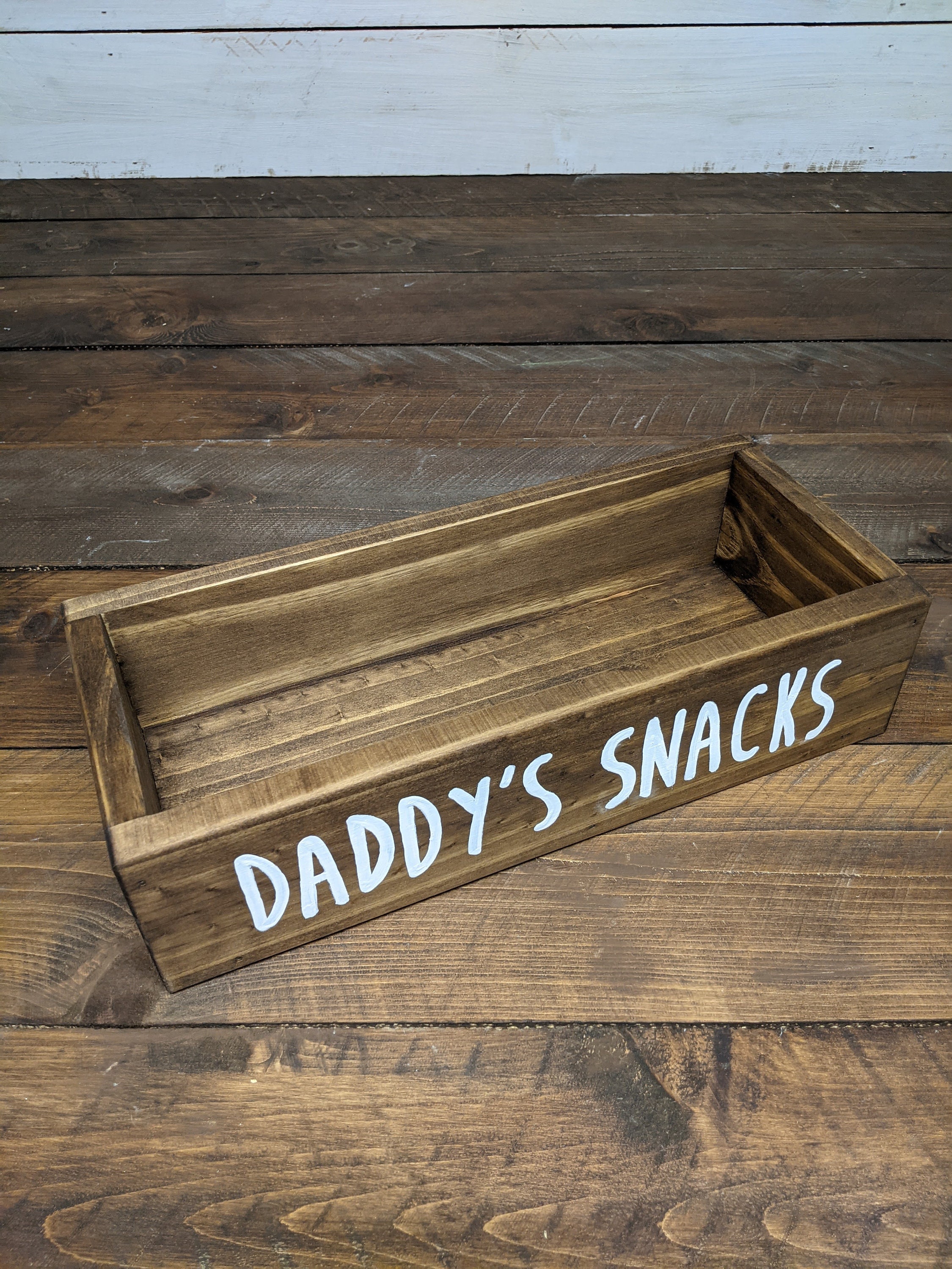 Handmade Wooden "daddy's Snacks" Wooden Candy Bar Box W/ Mason Jars for ...