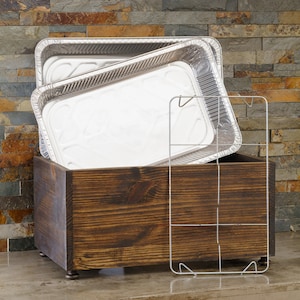 2 Pack of Full Size Wooden Chafing Pan & Rack Stands, Foil Pan Holders ...