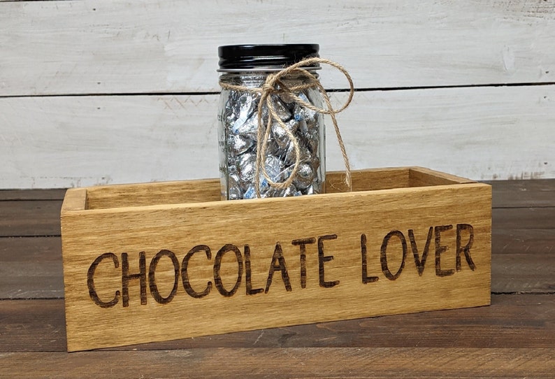 Chocolate Lover Engraved Wooden Candy Bar Box W/ Mason Jars for Candy ...