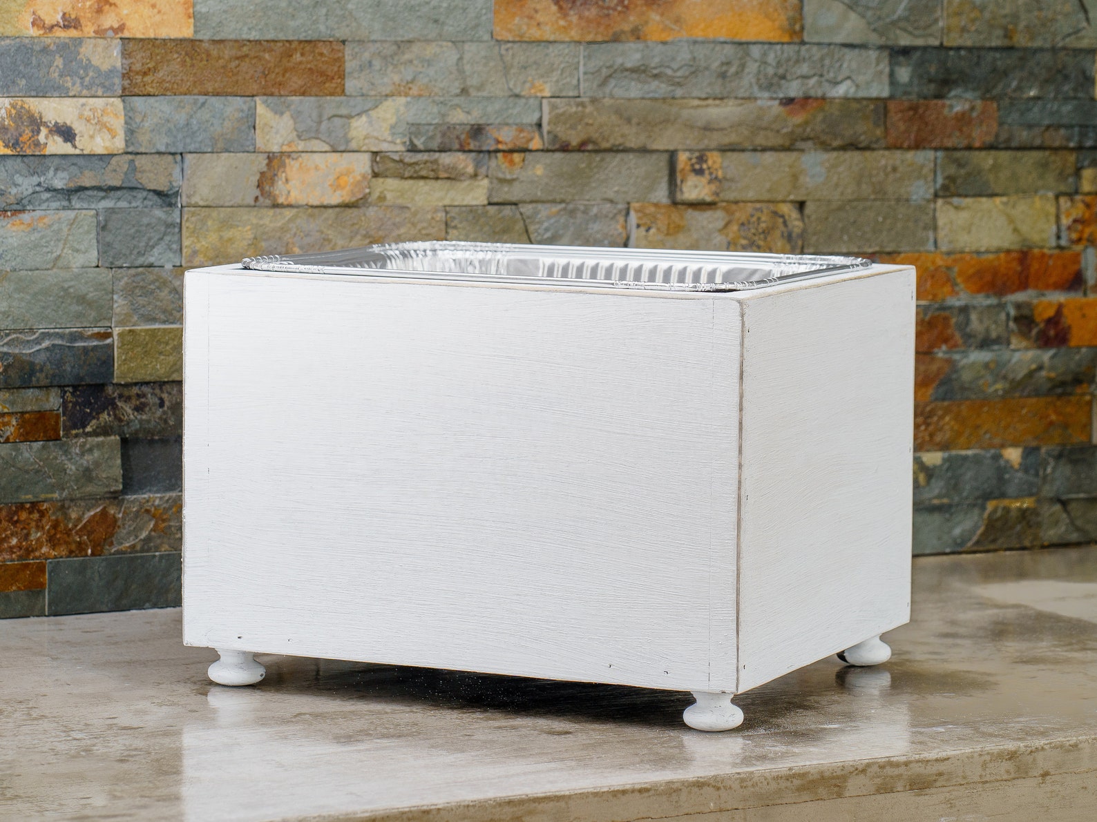 Wooden Chafing Pan & Rack Stand, Disposable Foil Pan Holder, Box Holds ...