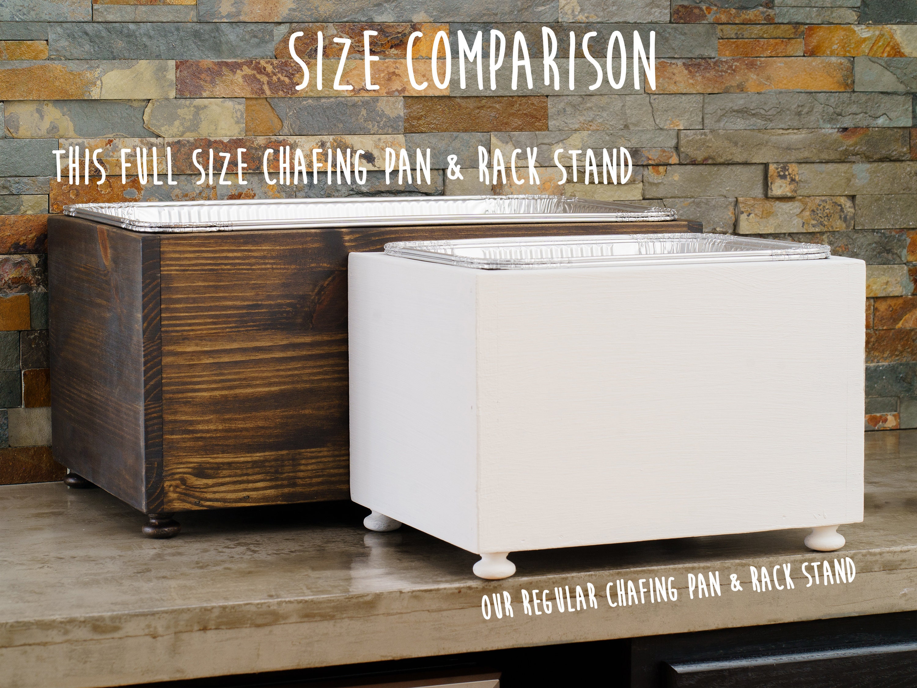 3 Pack of Full Size Wooden Chafing Pan & Rack Stands, Foil Pan Holders ...