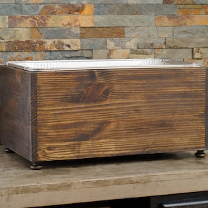 Full Size Wooden Chafing Pan & Rack Stand, Disposable Foil Pan Holder ...