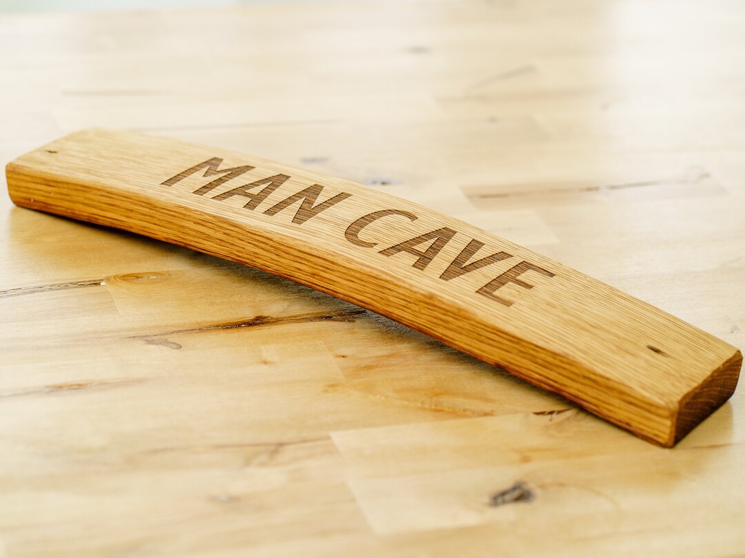 Engraved "man Cave" Reclaimed Wooden Barrel Stave Sign, Unique Gift for ...