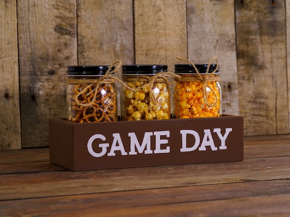 Fall Football game Day Wood Display Box Mason | Etsy