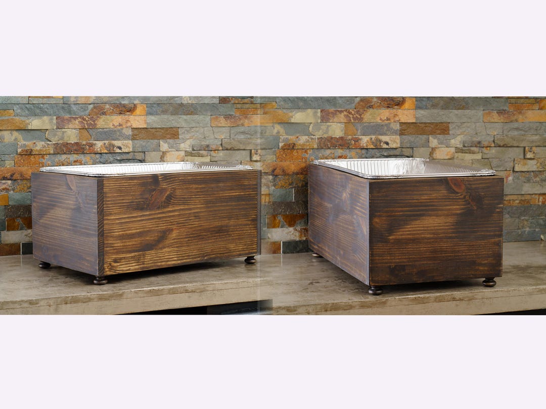 2 Pack of Full Size Wooden Chafing Pan & Rack Stands, Foil Pan Holders ...