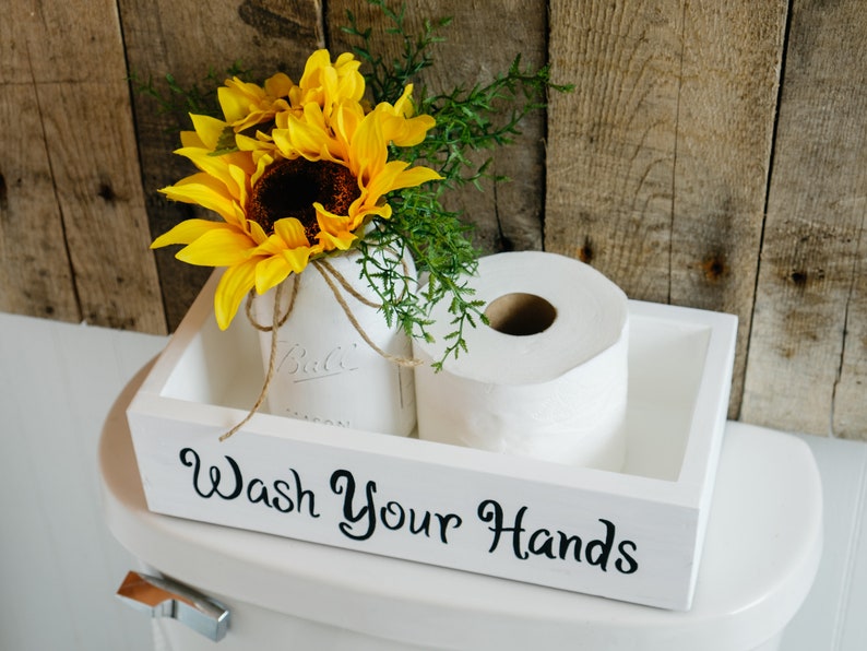 Wash Your Hands Farmhouse Bathroom Decor Jar & Sunflower - Etsy