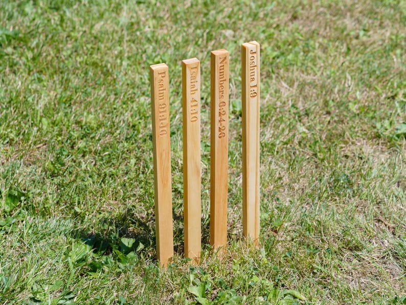 4 Pack Set of Two-sided Bible Verse Yard Stakes - Christian Symbols of ...