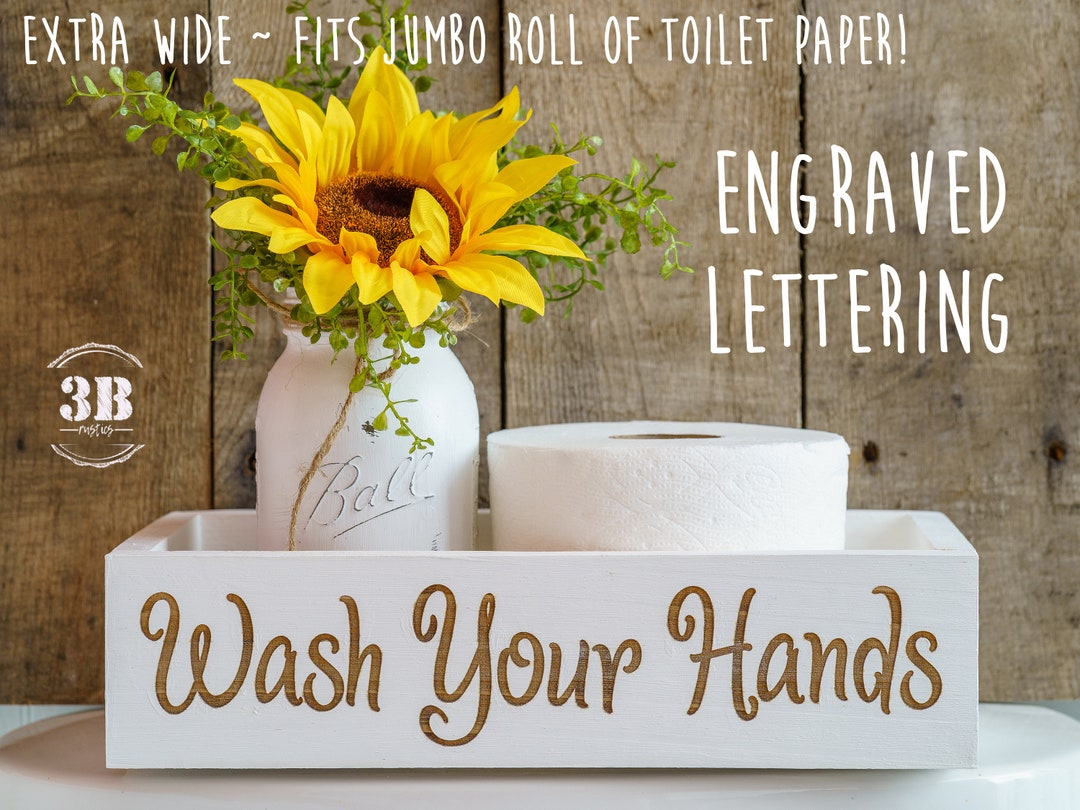 Engraved Wash Your Hands Farmhouse Bathroom Decor, Jar & Sunflower ...