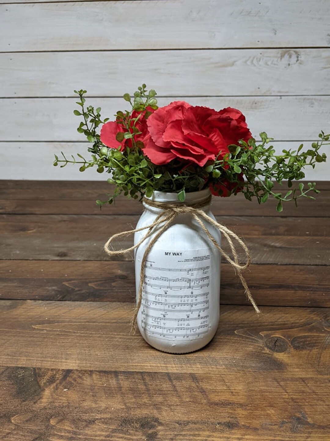 Painted "my Way" Sheet Music Glass Jar - All Occasions - Cream or White ...