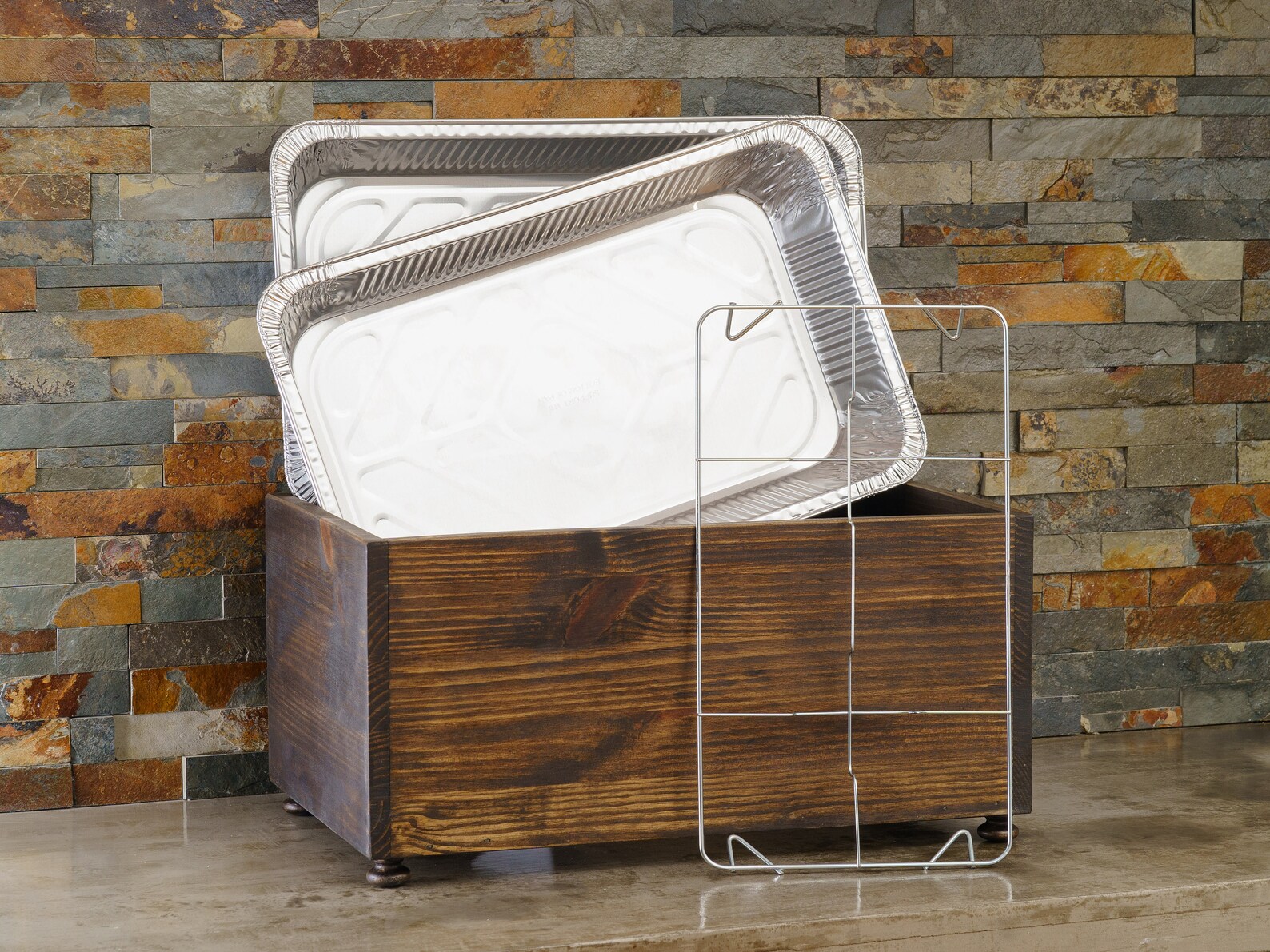 3 Pack of Full Size Wooden Chafing Pan & Rack Stands, Foil Pan Holders ...